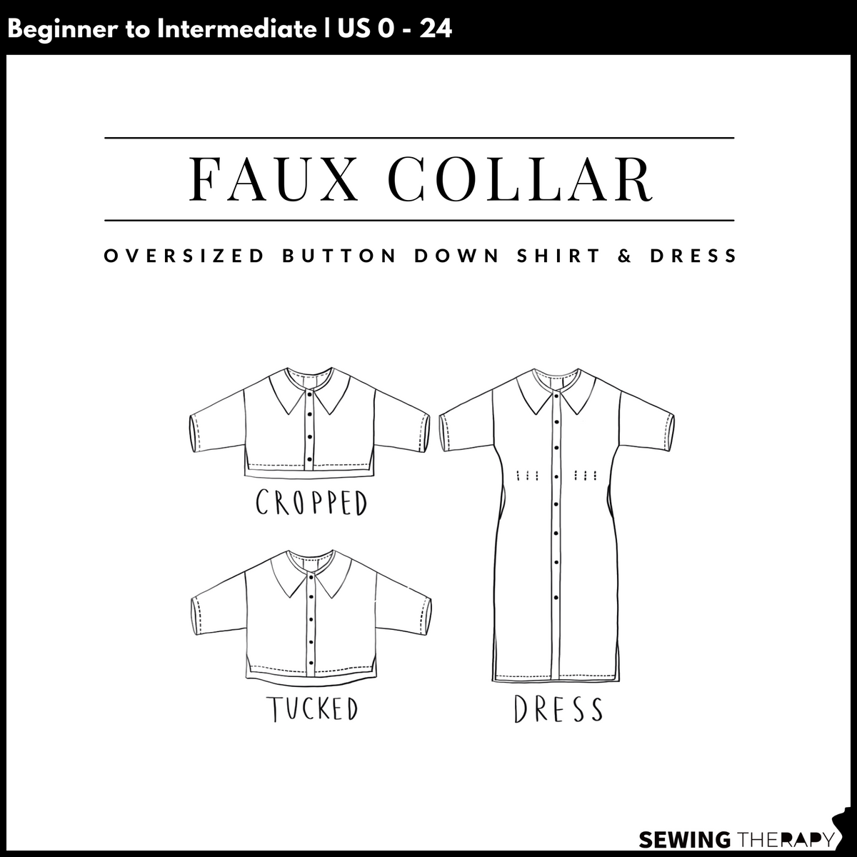 PDF Faux Collar Shirt and Dress Pattern - Sewing Therapy – Two O Nine ...
