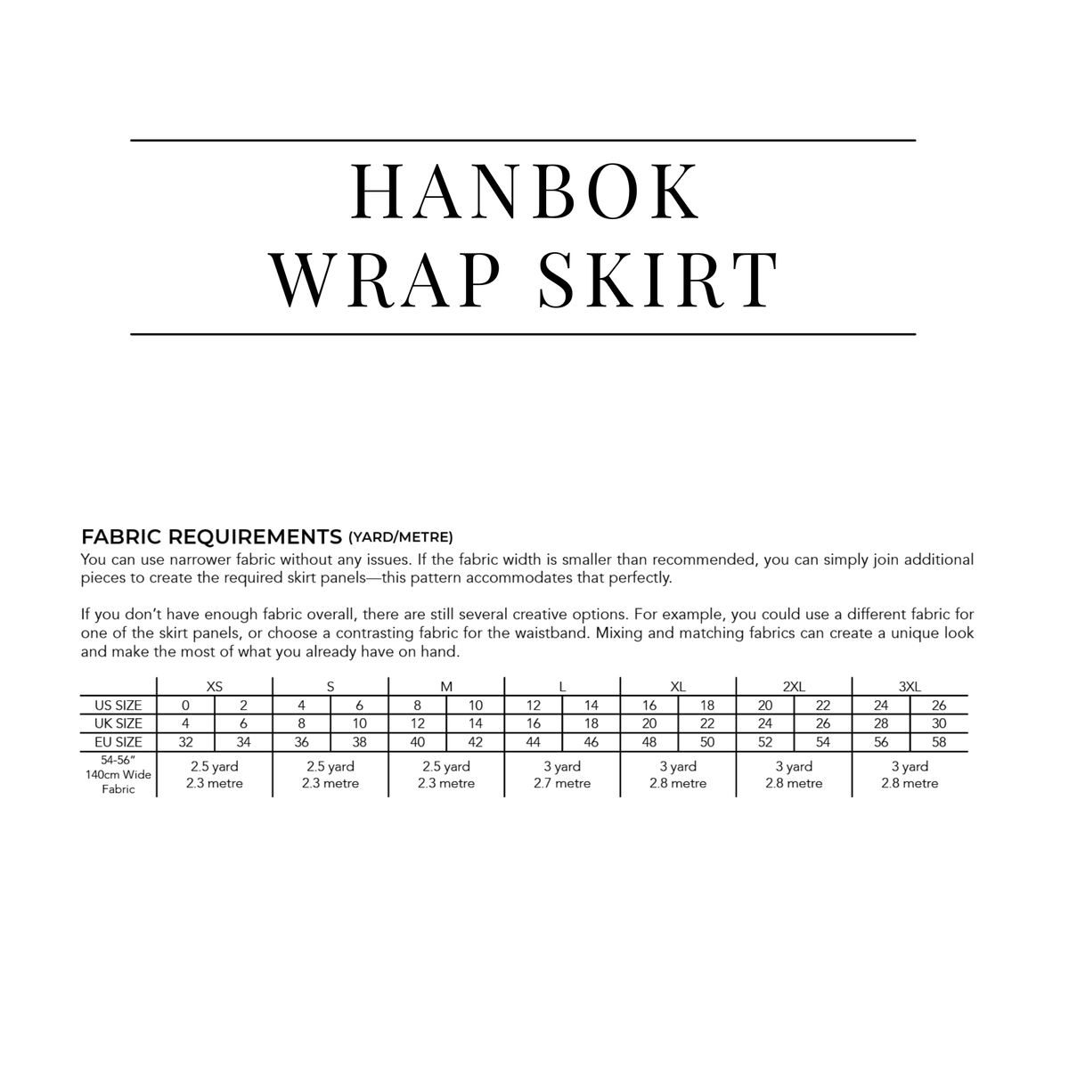 PDF Hanbok Wrap Skirt Pattern - Sewing Therapy – Two O Nine Fabric
