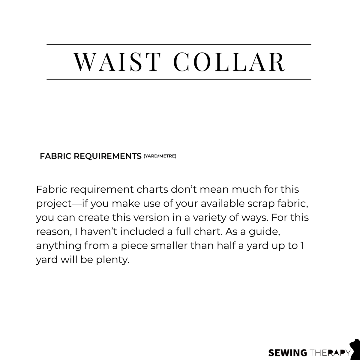 PDF Waist Collar Pattern - Sewing Therapy – Two O Nine Fabric